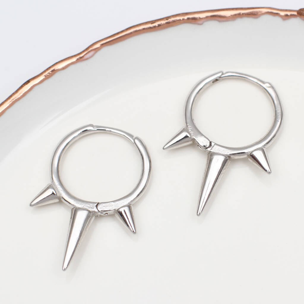 Sterling Silver Spike Huggie Hoop Earrings | FREE UK Delivery – Hurley Burley
