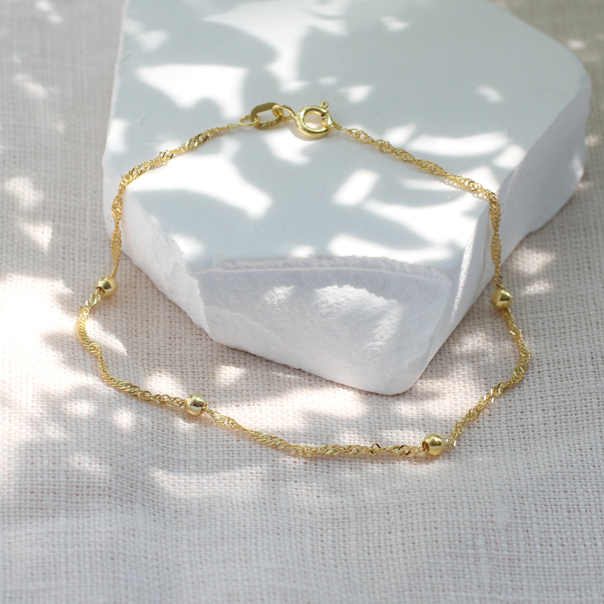 9ct Yellow Gold Twisted Curb And Ball Chain Bracelet – Hurley Burley