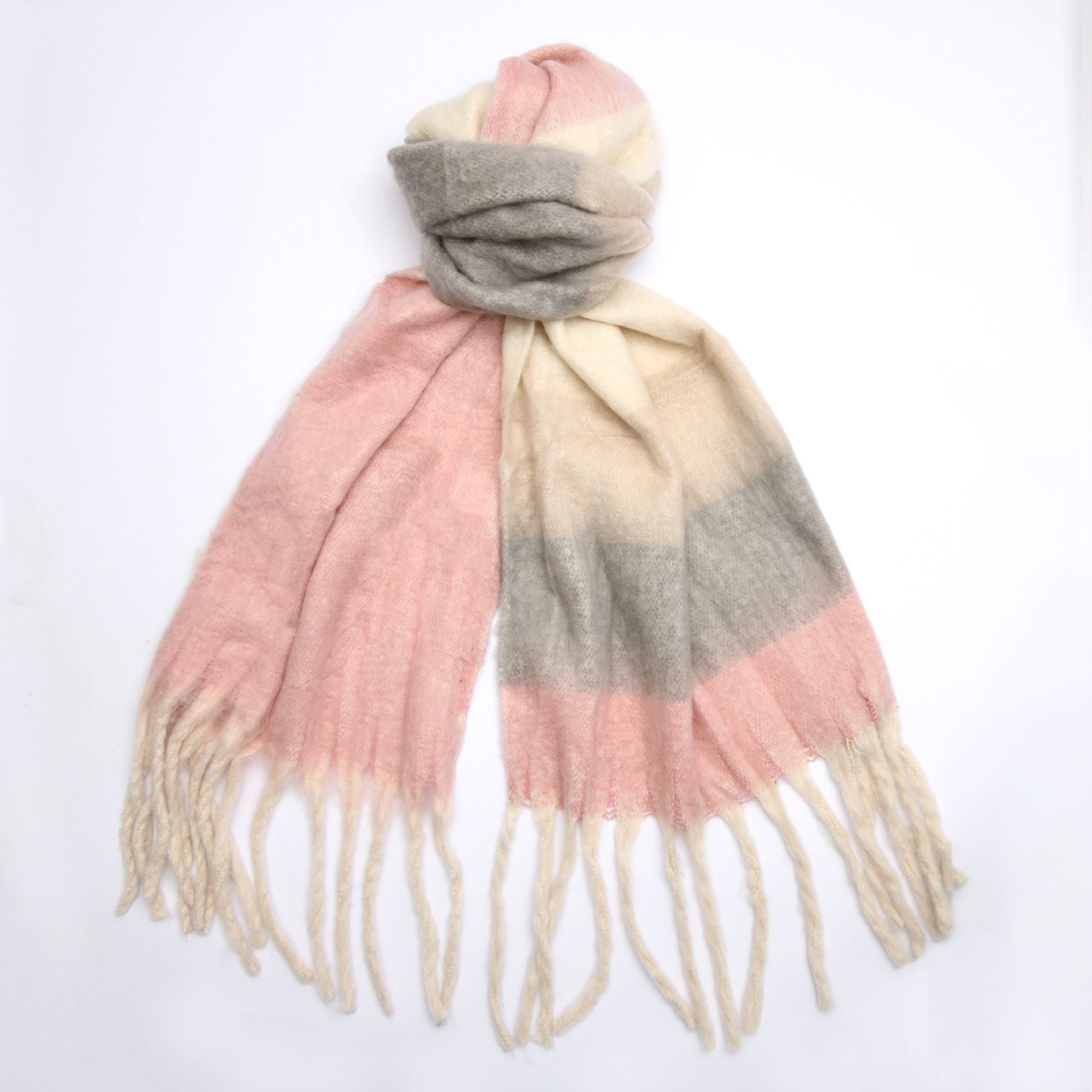 Heavyweight Dusty Pink & Grey Colour Block Scarf | Free UK Delivery ...