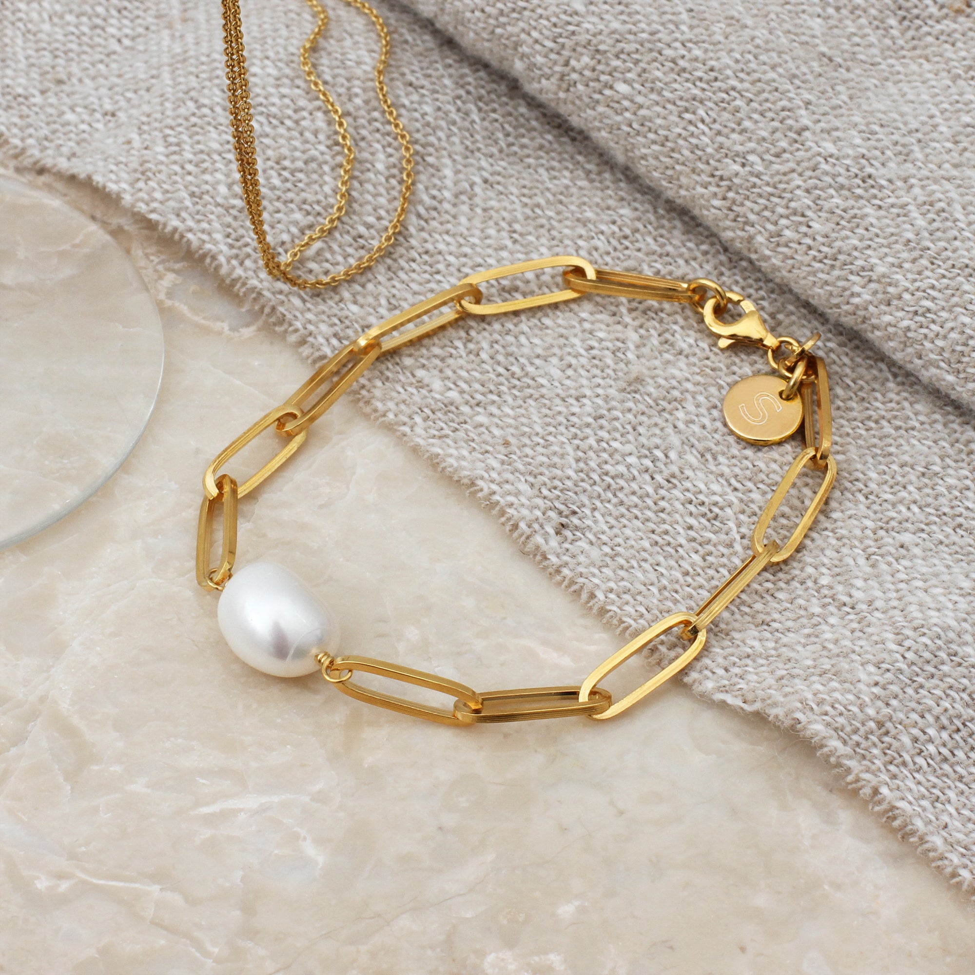 Sterling Silver Or 18ct Gold Plated Pearl Chain Link Bracelet – Hurley ...