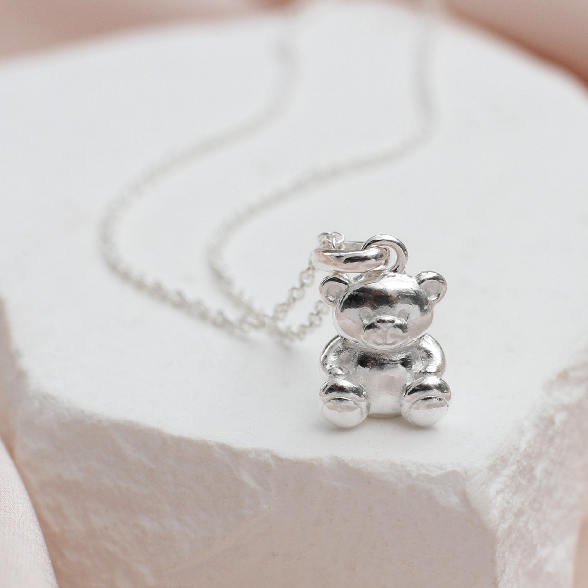 Personalised Sterling Silver Teddy Bear Necklace | FREE UK DELIVERY ...