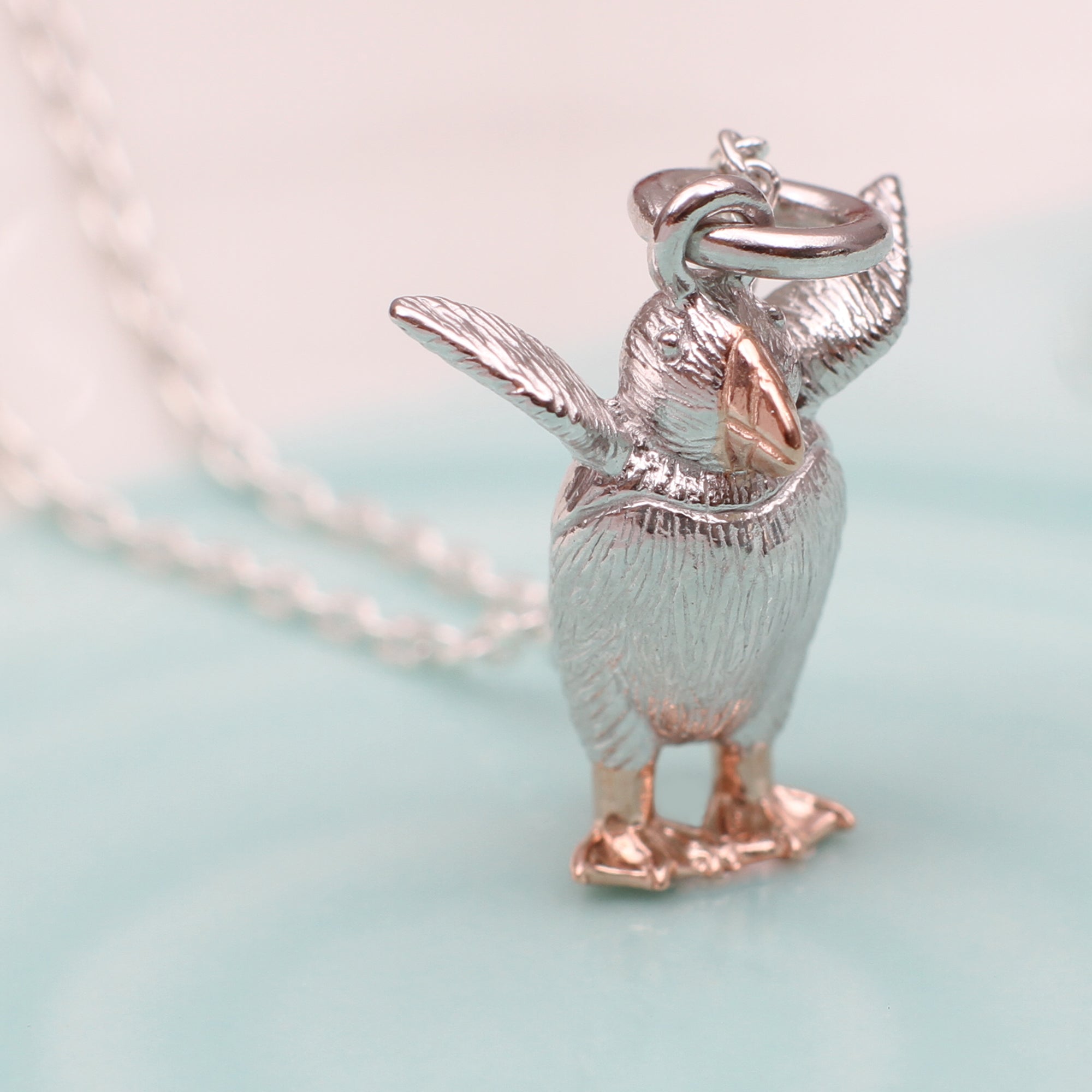 Personalised Silver & 18ct Gold Plated Puffin Necklace | Hurleyburley ...