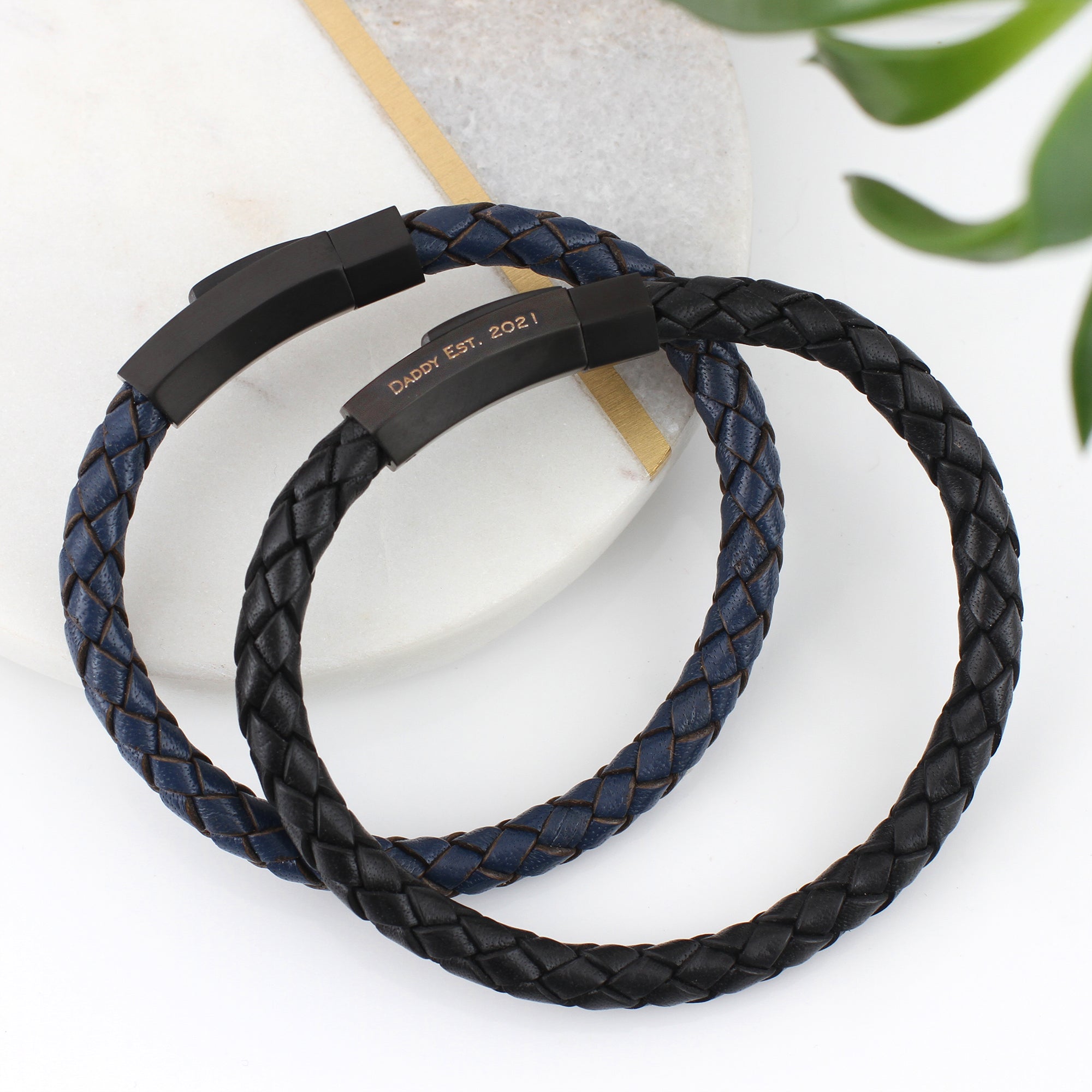 Personalised Black Ruthenium Hexagonal Clasp Bracelet | Hurleyburley ...