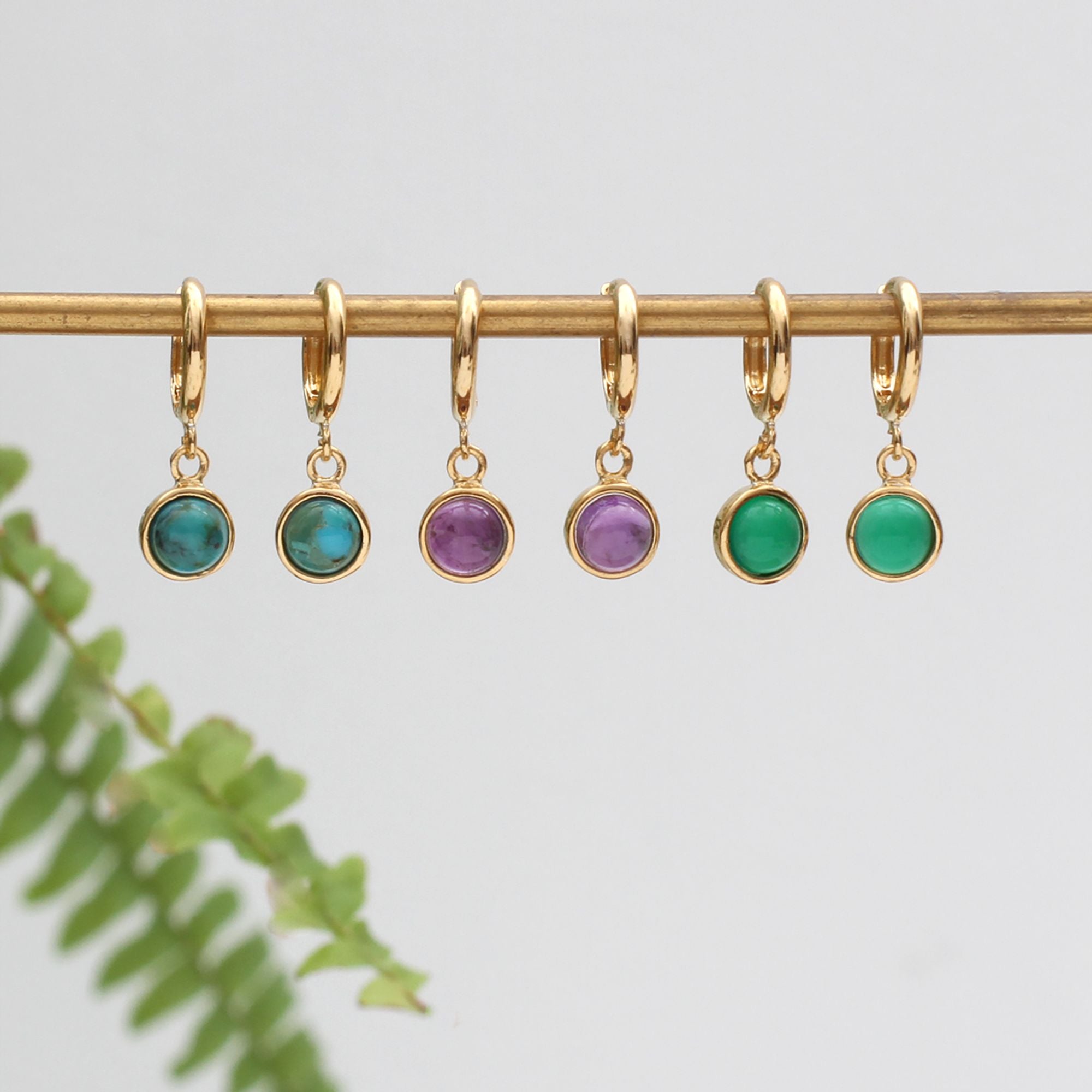 18ct Gold Plated Semi Precious Huggie Hoop Earrings – Hurley Burley