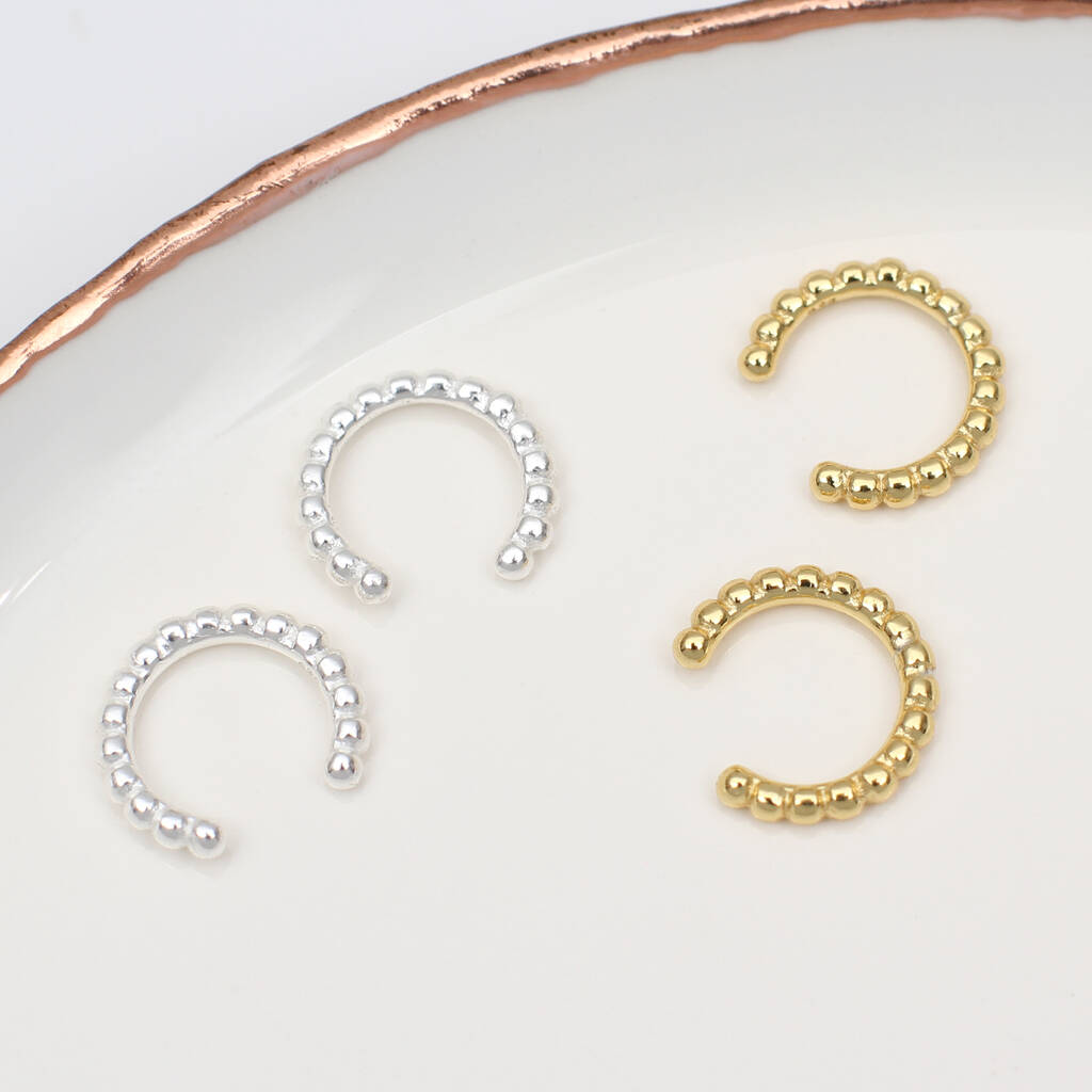 18ct Gold Plated Or Sterling Silver Bead Edge Ear Cuffs | Hurleyburley ...