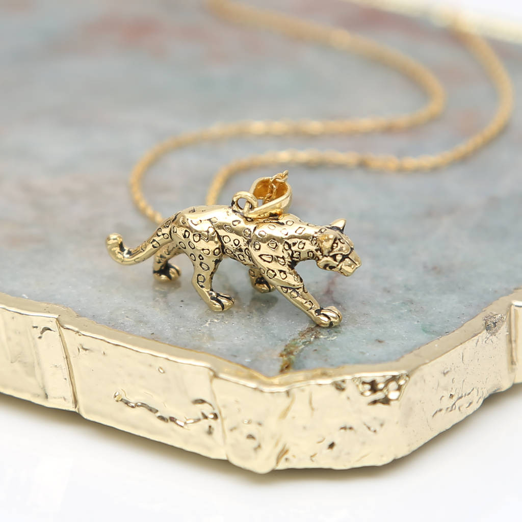 Personalised 18ct Gold Plated Leopard Necklace | Hurleyburley – Hurley ...
