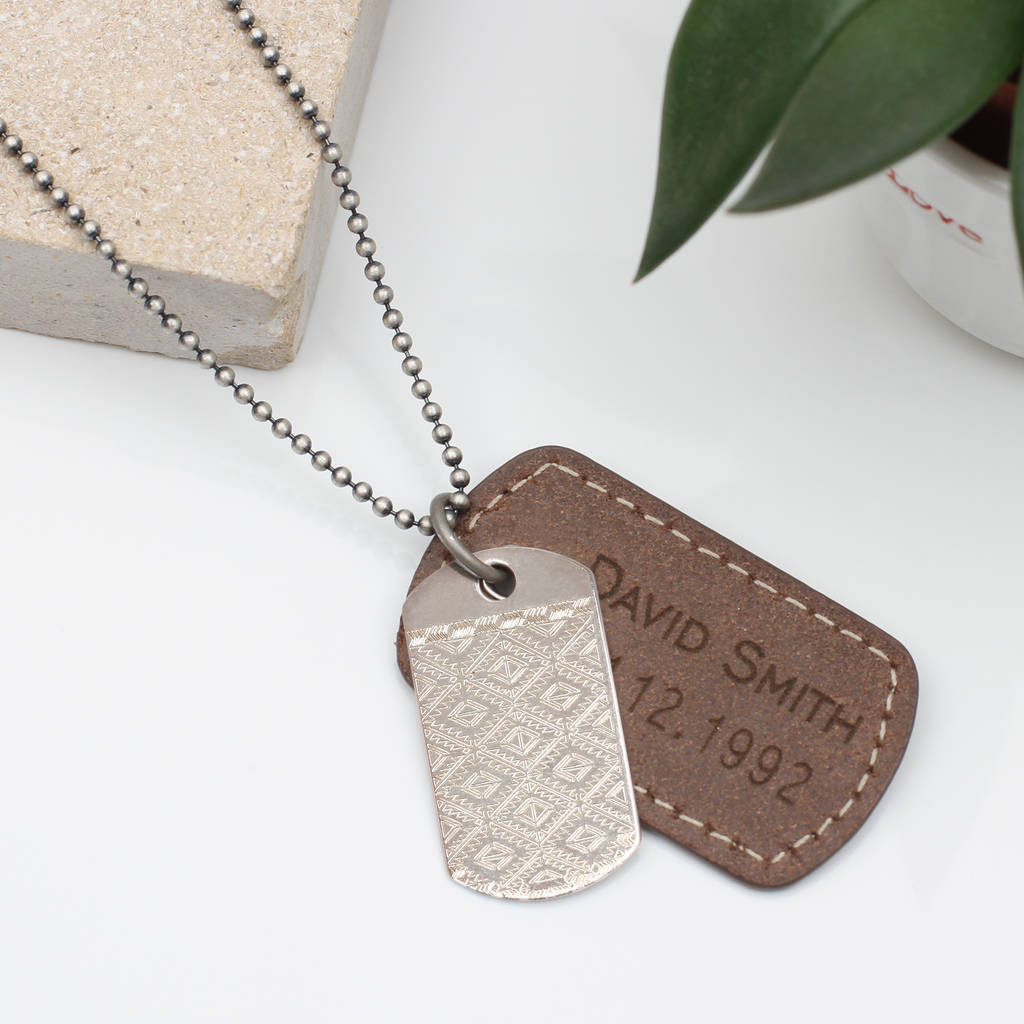 Personalised Sterling Silver & Leather Dog Tag Necklace | Hurleyburley ...