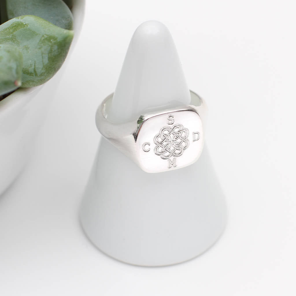 Personalised Sterling Silver Celtic Knot Initials Ring | Hurleyburley ...
