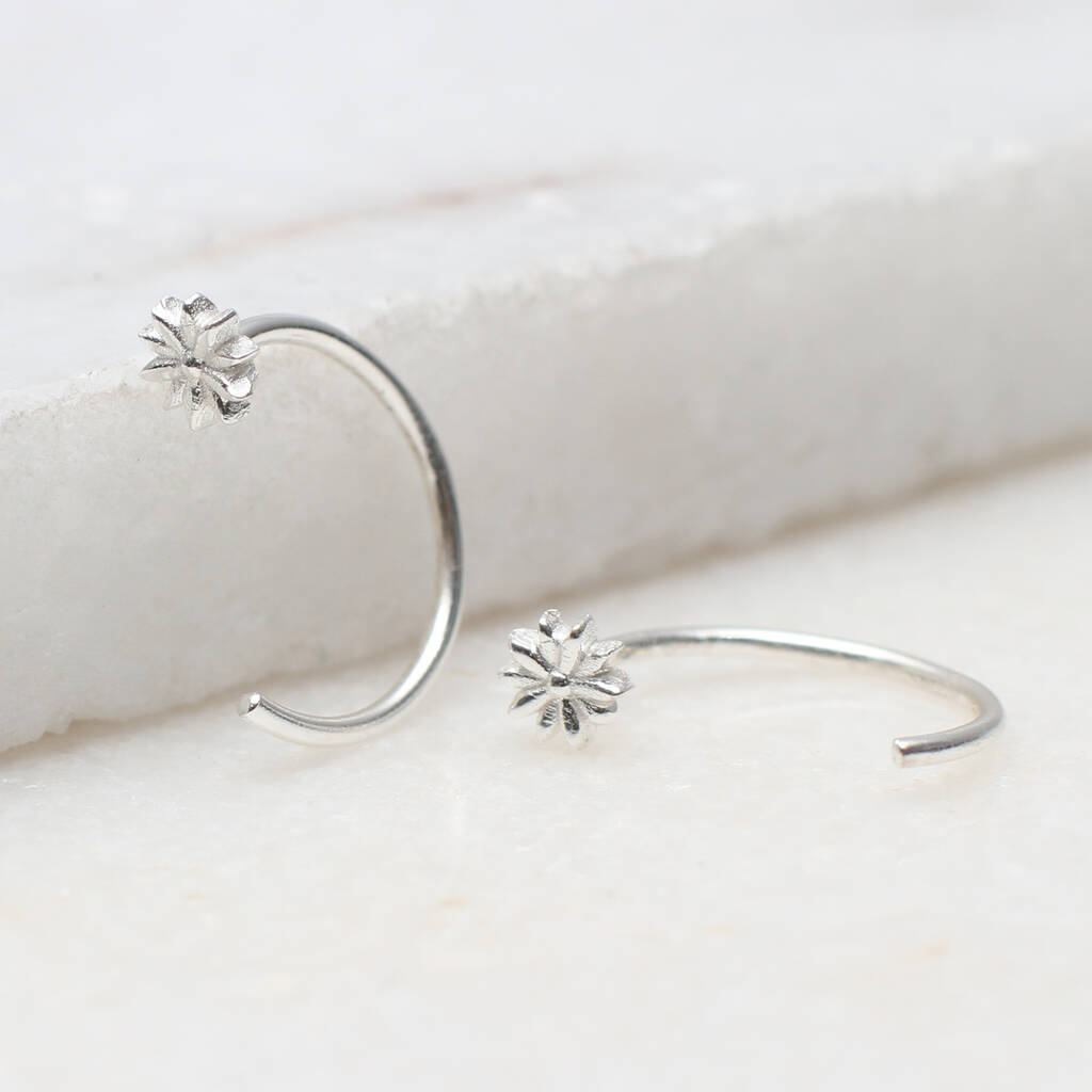 Sterling Silver Tiny Daisy Pull Through Earrings | Hurleyburley ...